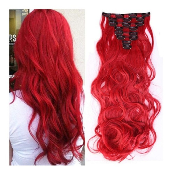 Accessories | Red Full Head Clip In Extension | Poshmark